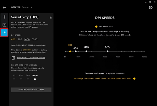 G HUB: DPI 속도 제거 및 생성 – Logitech 지원 + 다운로드